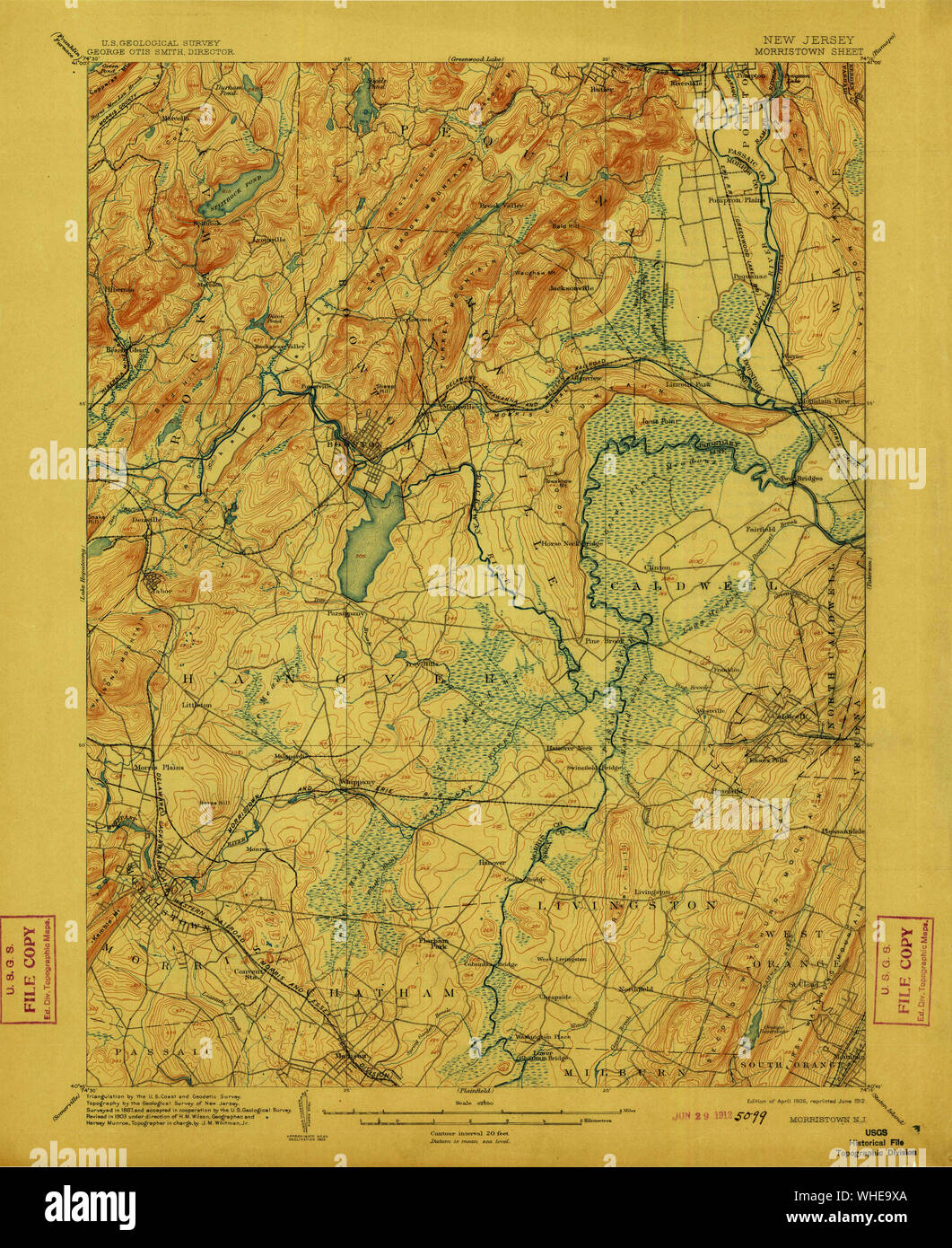 USGS TOPO Map New Jersey NJ Morristown 255274 1906 62500 Restoration ...