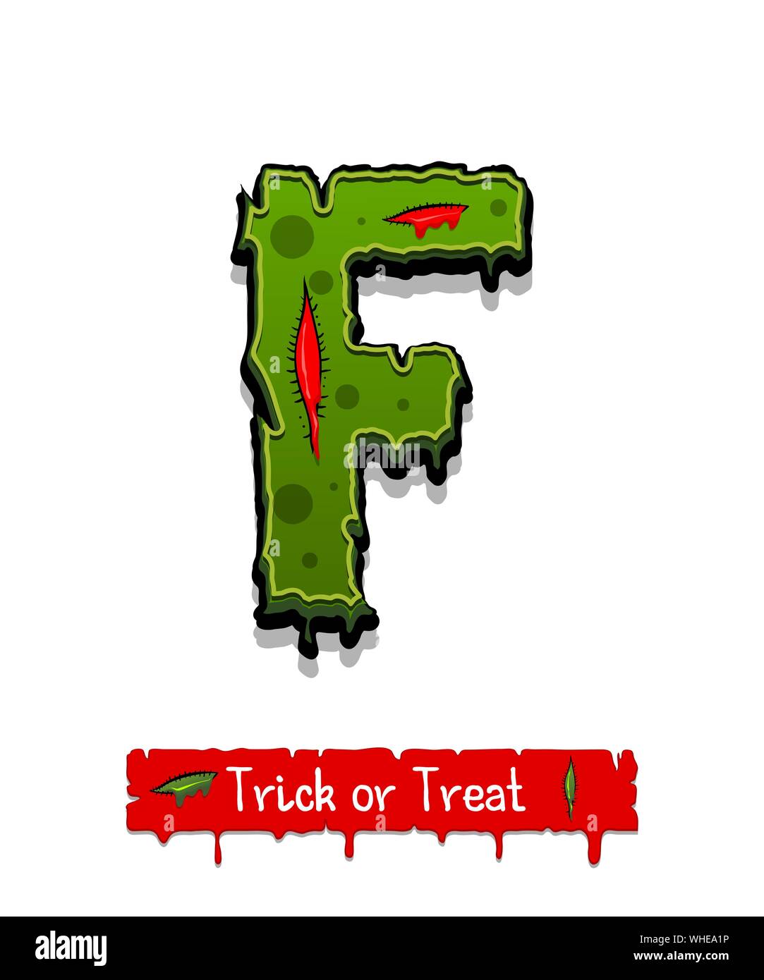 Halloween green color comic horror zombie font Stock Vector Image & Art ...