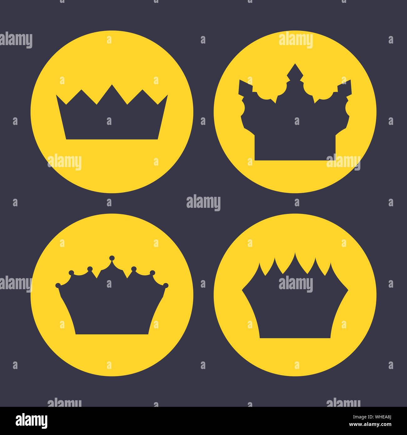 Crown vector icons set - royal insignia illustration Stock Vector Image ...
