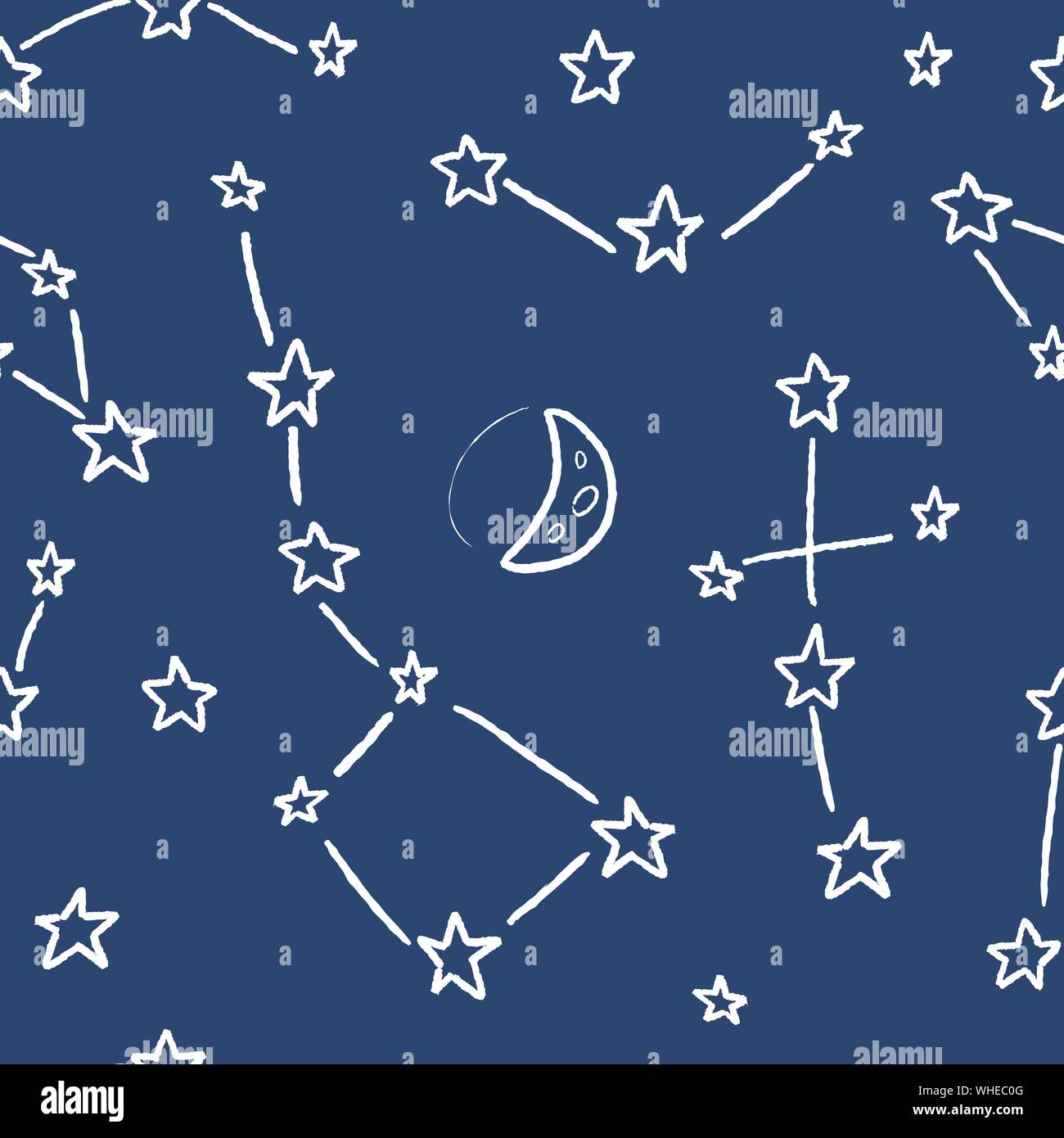 Star constellations pattern - seamless space doodle background ...