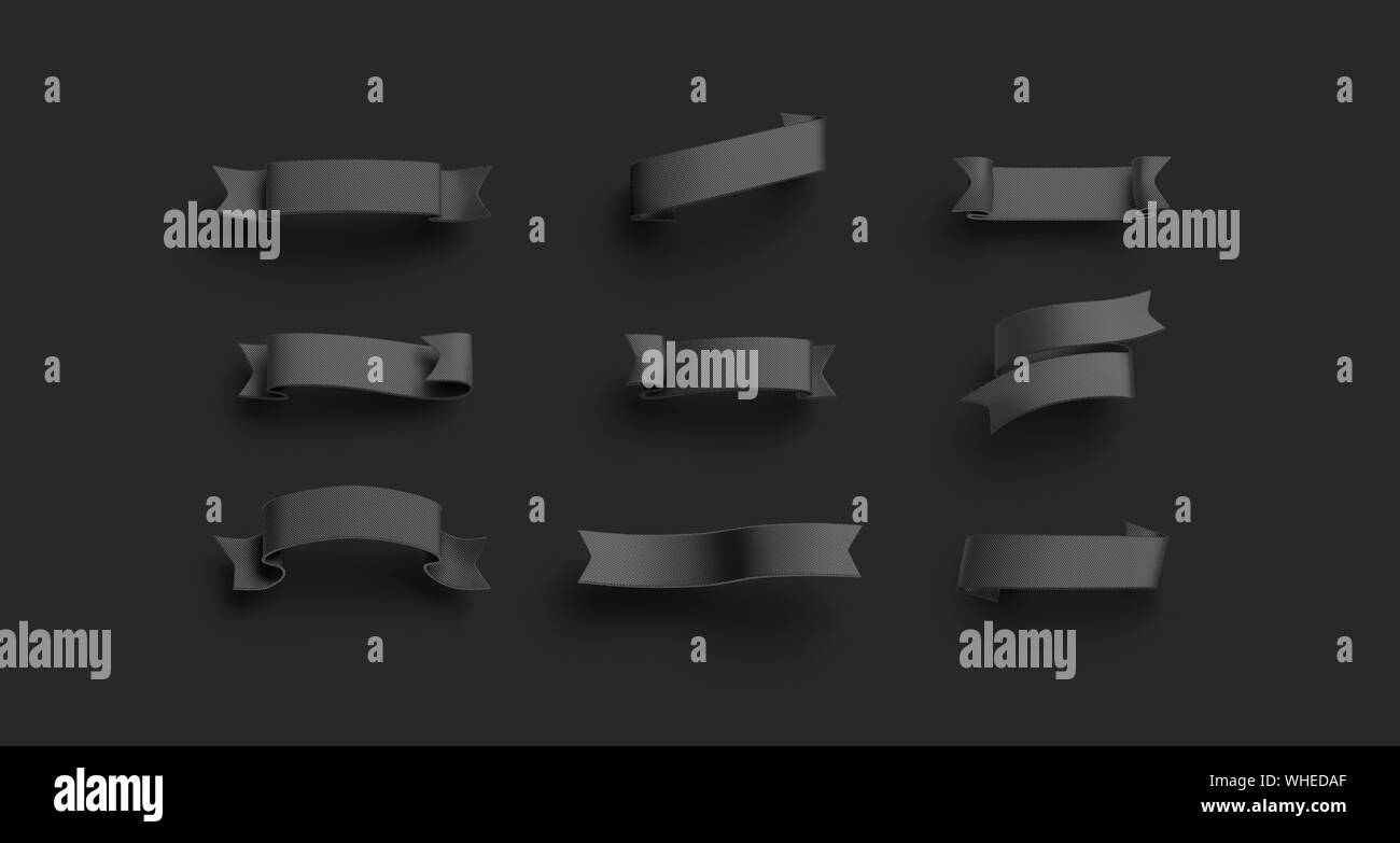Blank black banderole mockup set, isolated on dark background Stock ...