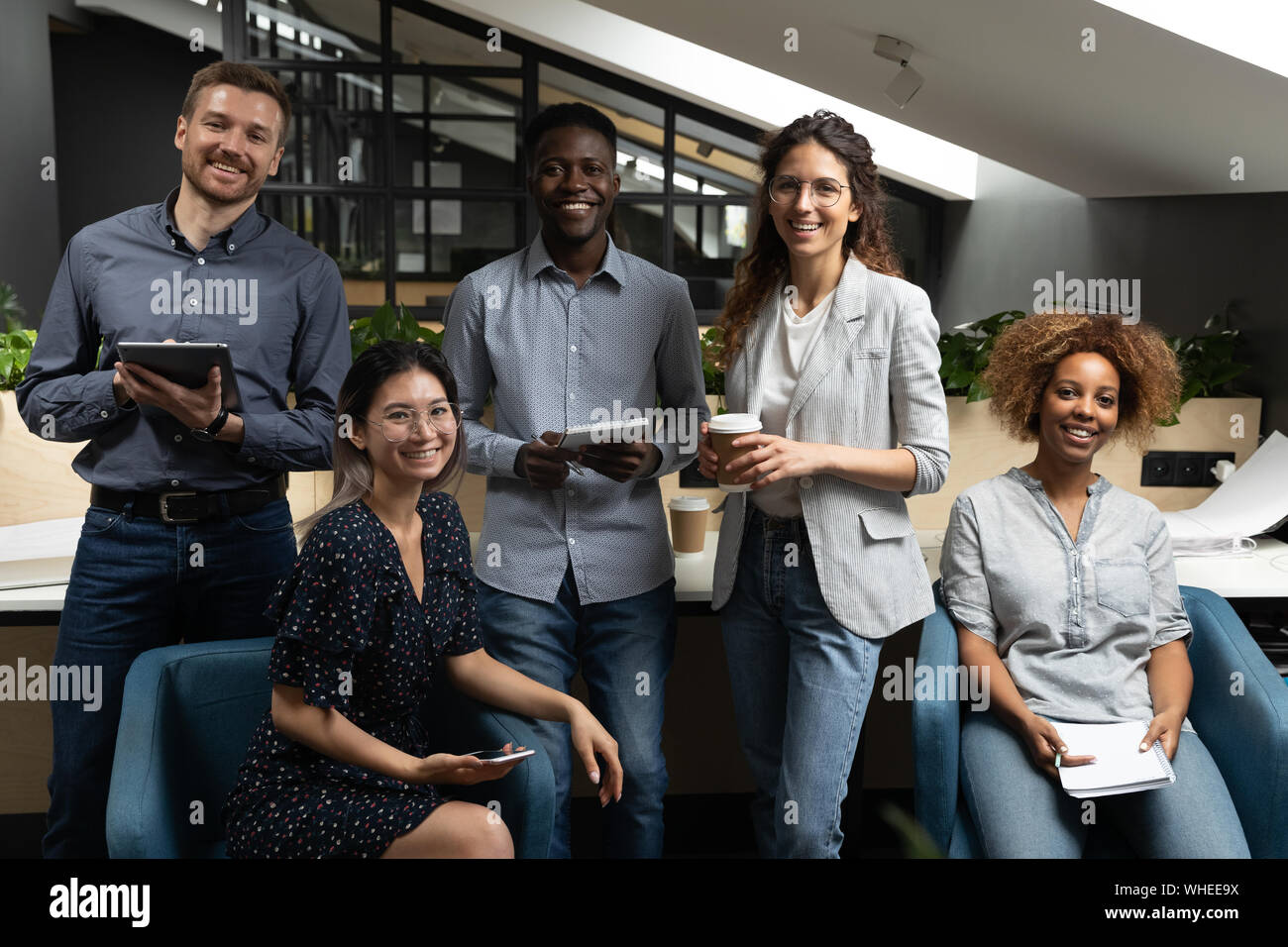 Portrait happy diverse worker women hi-res stock photography and images ...