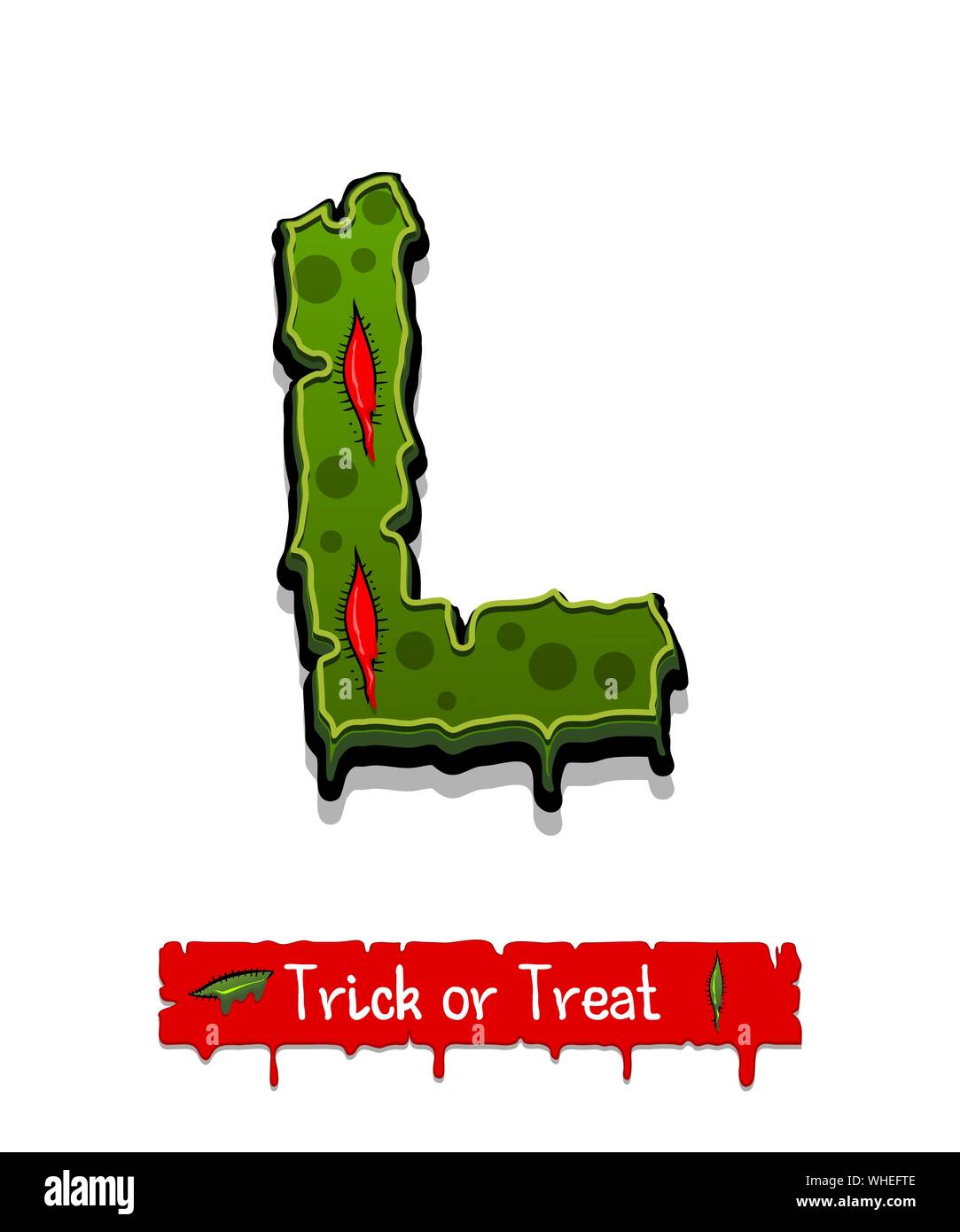 Halloween green color comic horror zombie font Stock Vector Image & Art ...