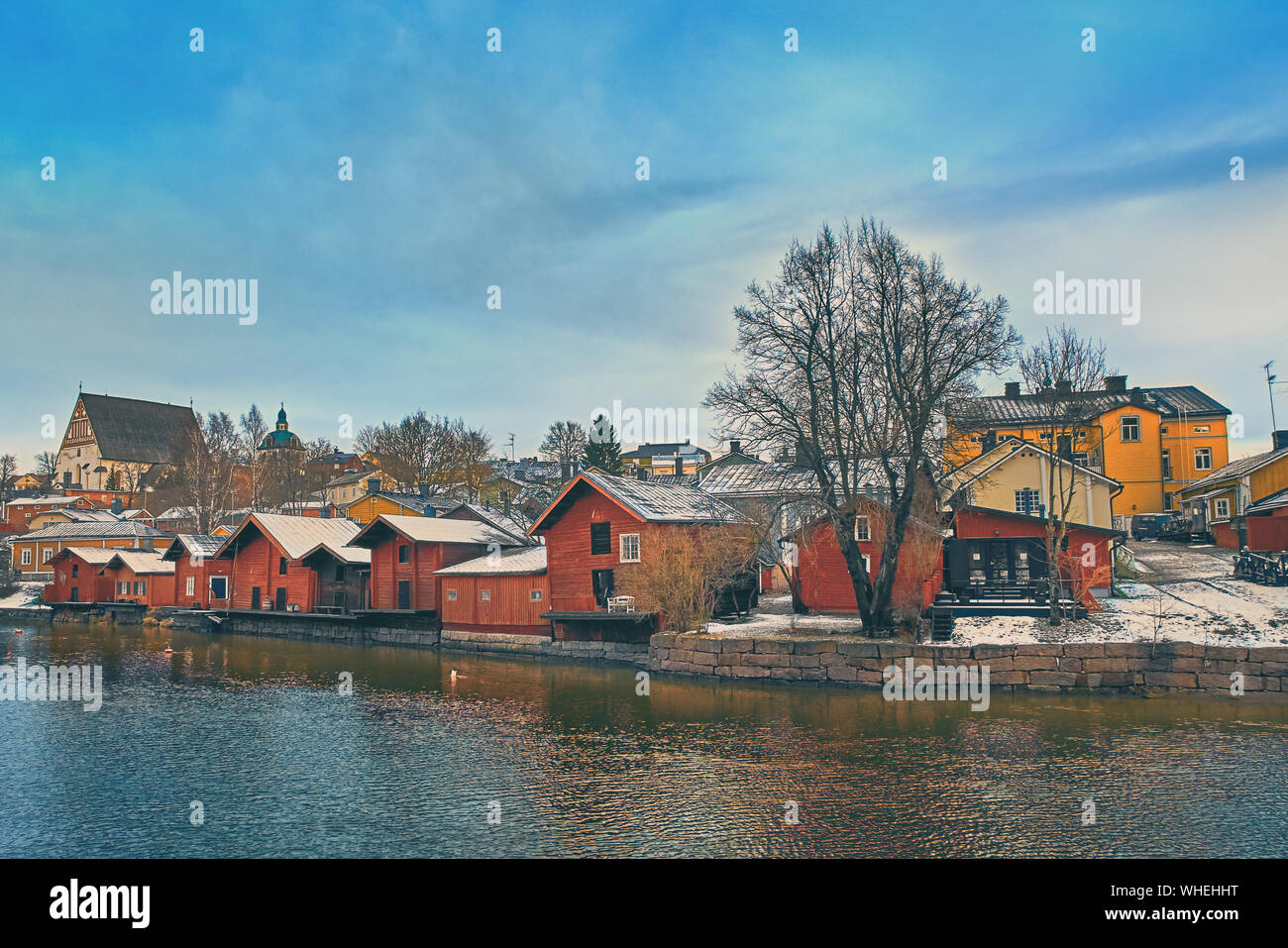 Old historic Porvoo, Finland with wooden houses and medieval stone and ...