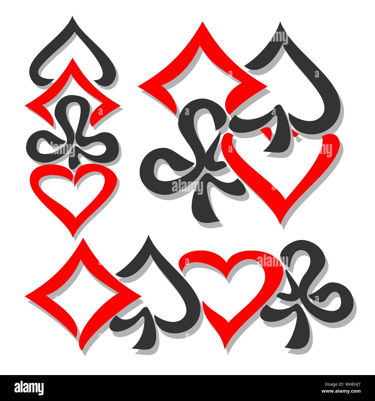 Vector logo for cards Suits, set of three abstract gamble emblems for ...