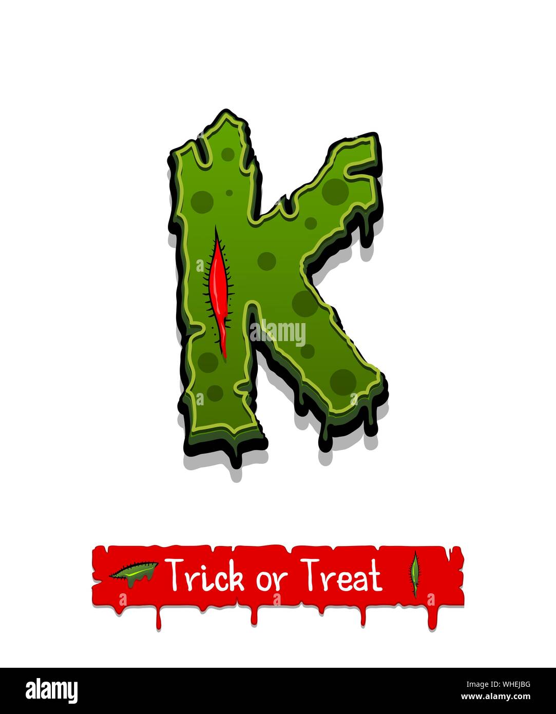 Halloween green color comic horror zombie font Stock Vector Image & Art ...
