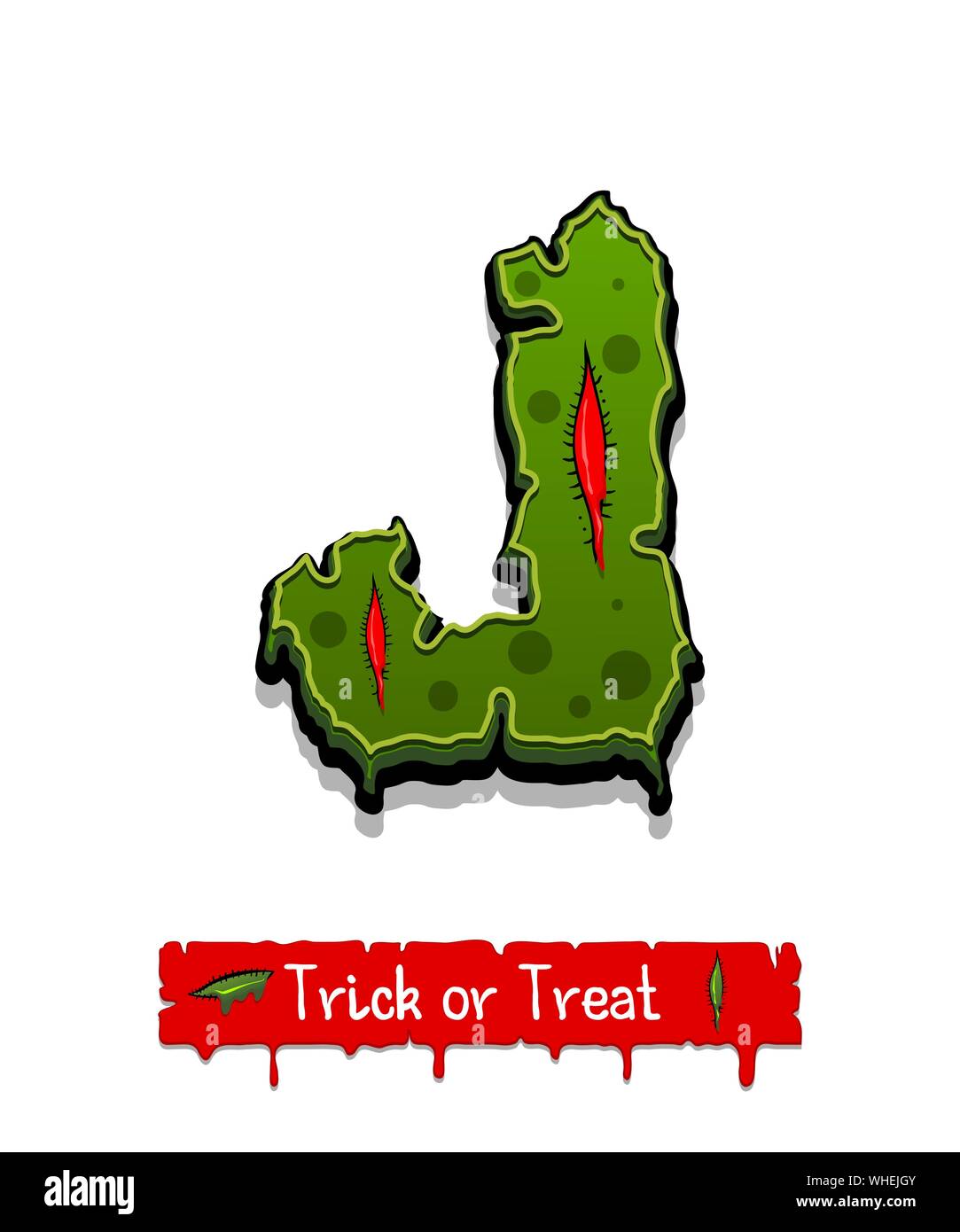 Halloween green color comic horror zombie font Stock Vector Image & Art ...