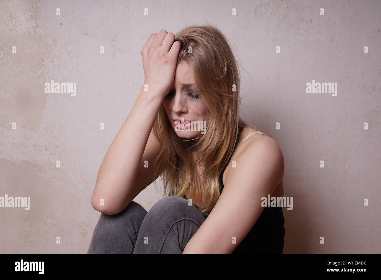 Crying depression worried woman hi-res stock photography and images - Alamy