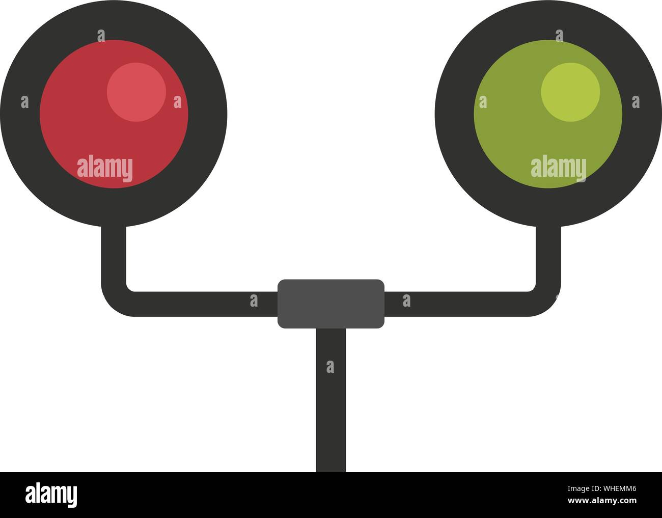 Railway traffic lights icon. Flat illustration of railway traffic ...