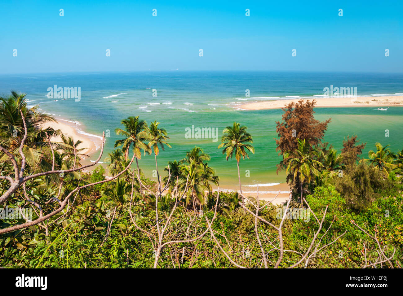 Goa beach aerial panoramic view in India Stock Photo - Alamy