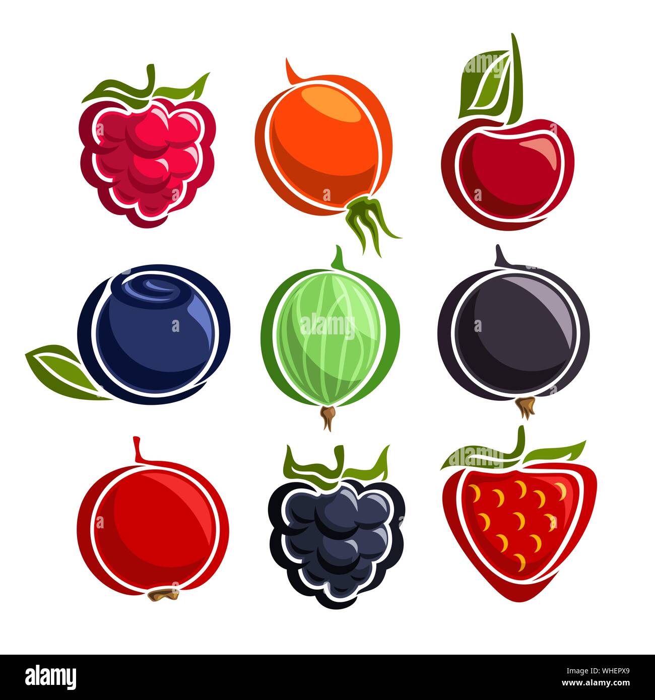 Vector Set of Berries icons, isolated on white Stock Vector Image & Art ...