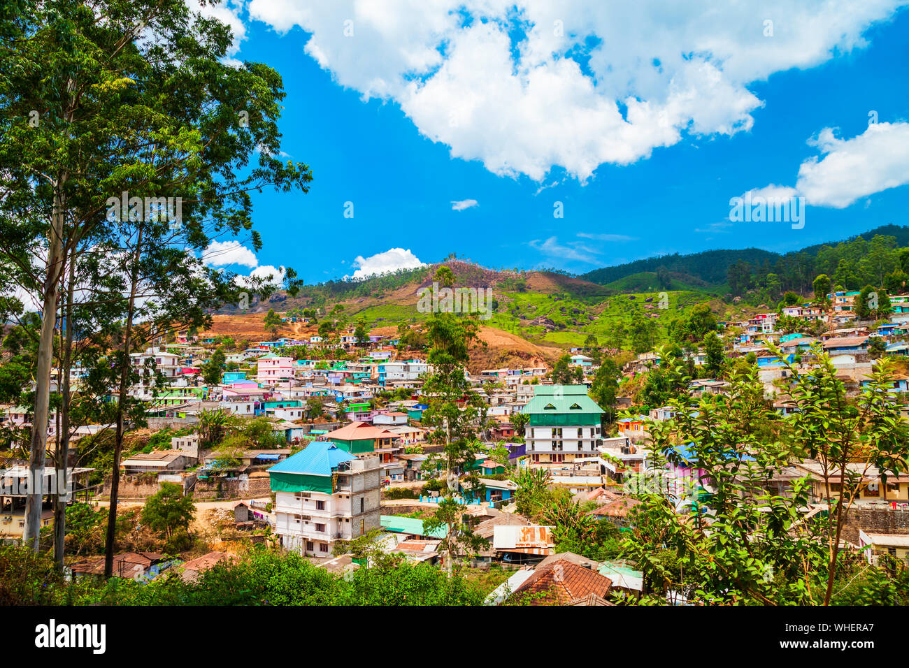 Landscape of Munnar town, surrounded with tea plantation in India Stock ...