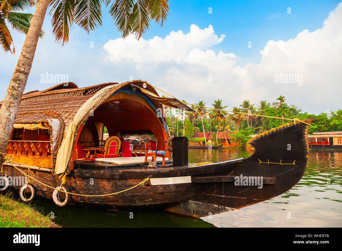 A houseboat in Alappuzha backwaters in Kerala state in India Stock ...