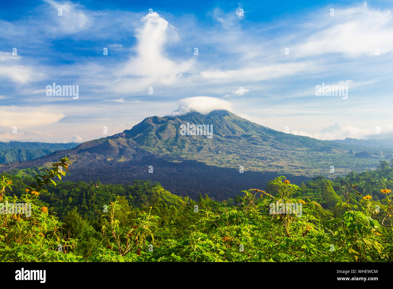 Mount Batur is an active volcano located at the center of Bali island ...