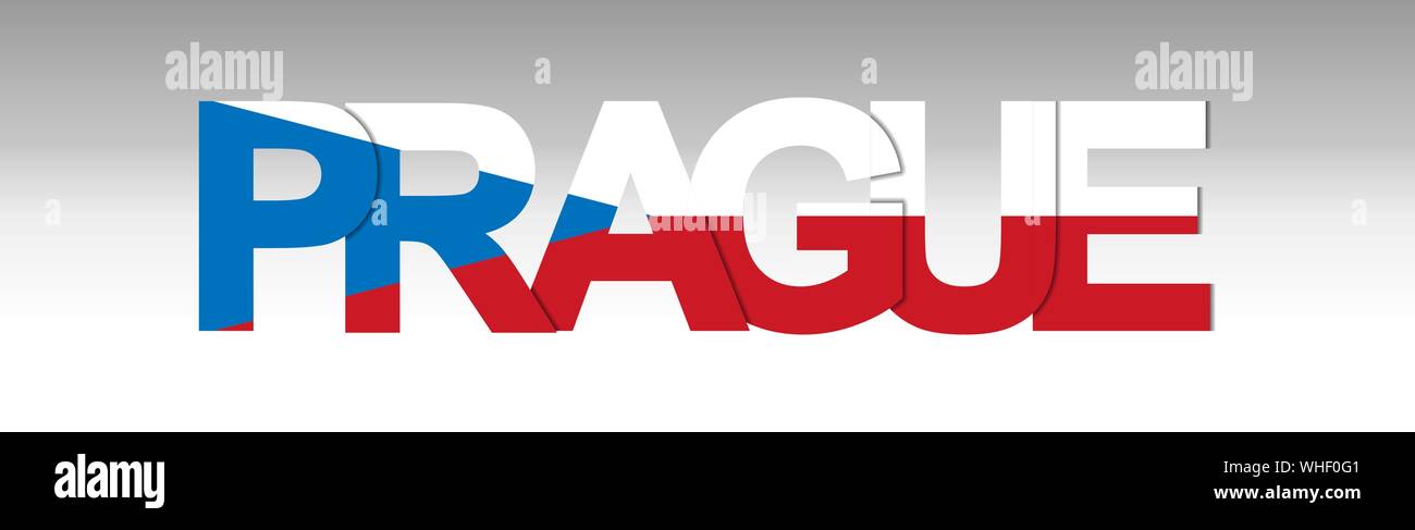 PRAGUE. Banner with the name of the Czech capital in the colors of the ...