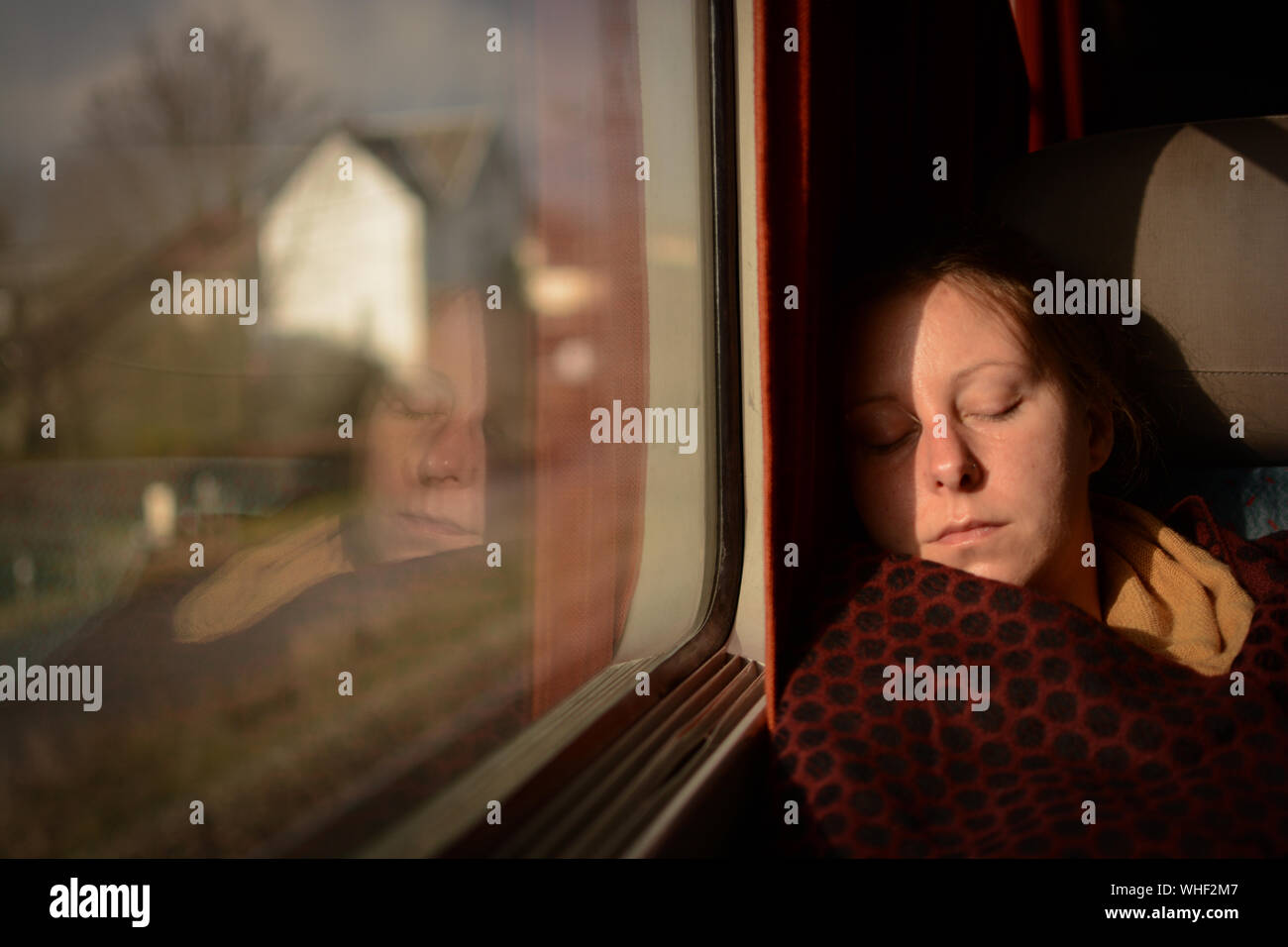Sleeping train commuter hi-res stock photography and images - Alamy