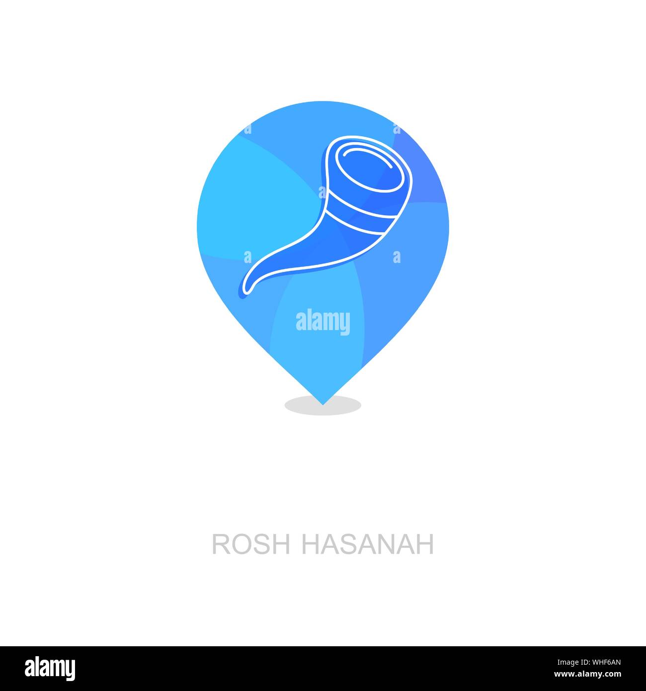 Shofar. Rosh Hashanah pin map icon. Shana tova Map pointer. Happy and ...