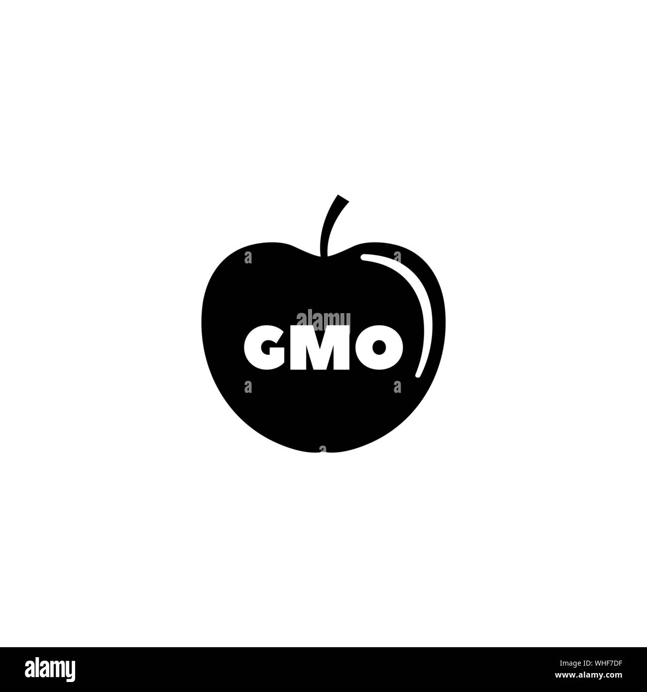 GMO Apple, Genetic Modified Eat. Flat Vector Icon illustration. Simple black symbol on white ...