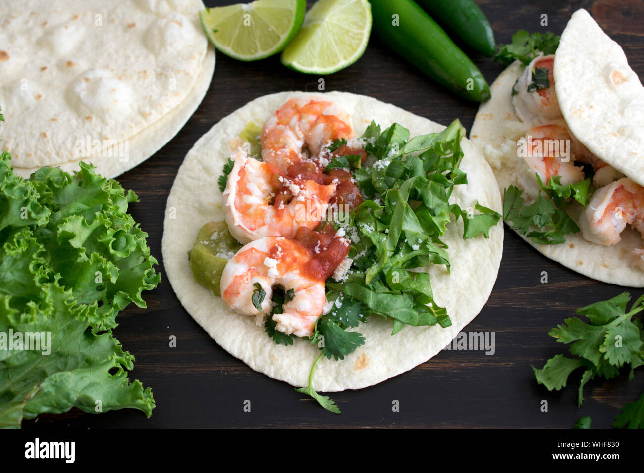 Margarita Shrimp Tacos with Toppings Stock Photo - Alamy