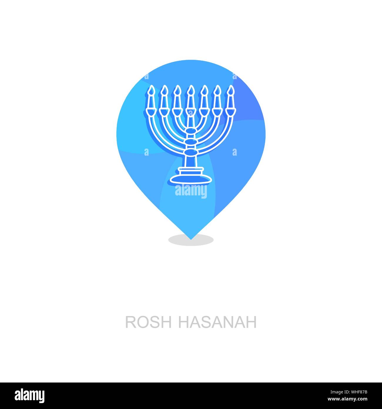 Menorah. Rosh Hashanah pin map icon. Shana tova Map pointer. Happy and ...