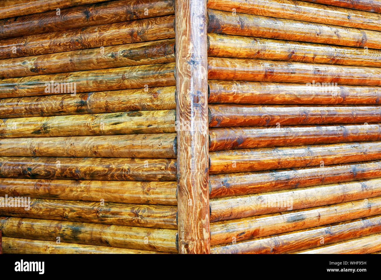 Brown log wood corner of cabin house Stock Photo - Alamy