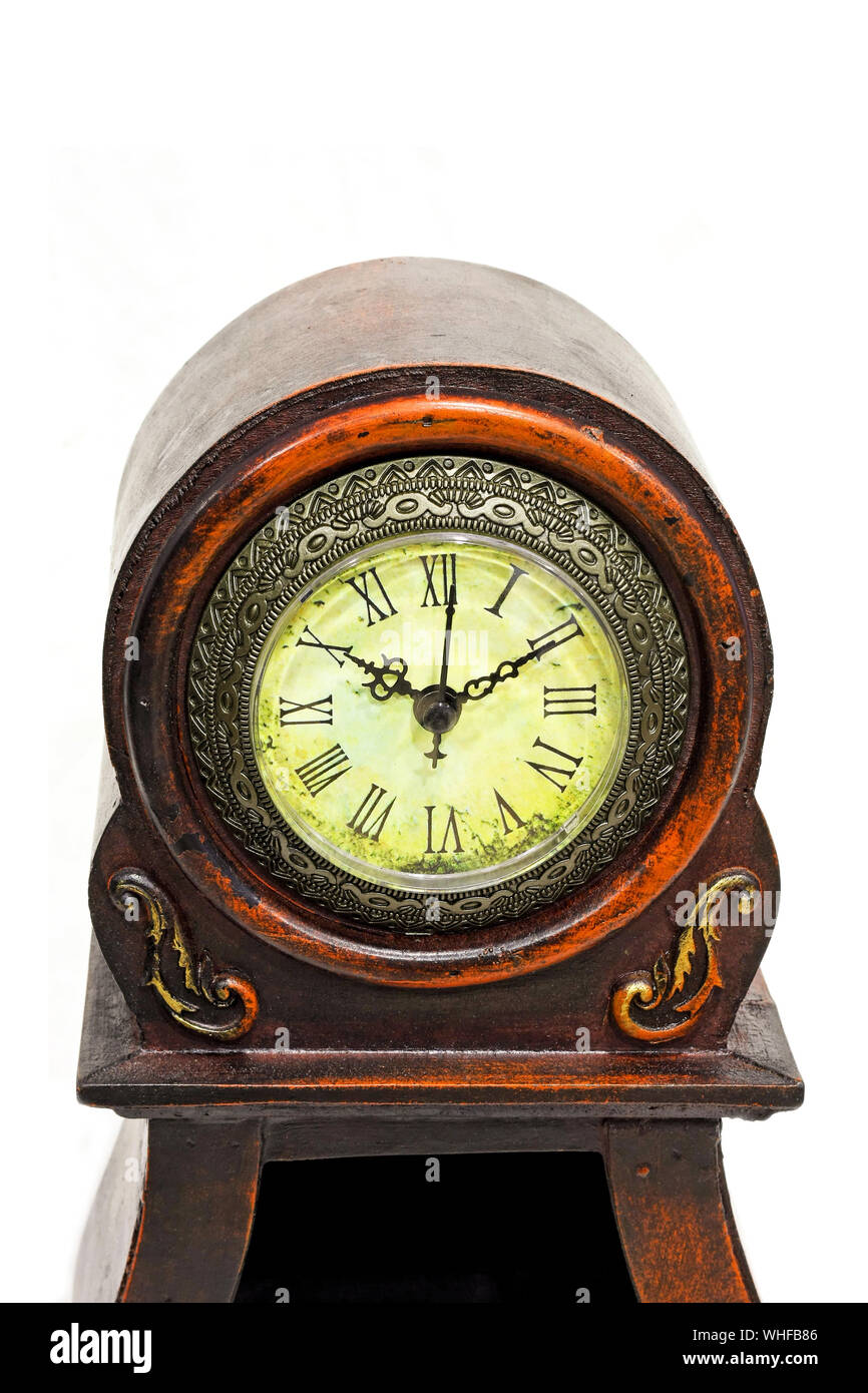 Close up shot of old round clock Stock Photo - Alamy