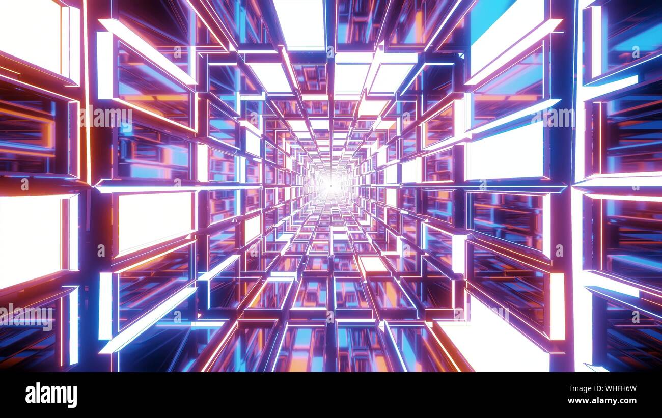 abstract glass tunnel with glowing colors background wallpaper 3d ...