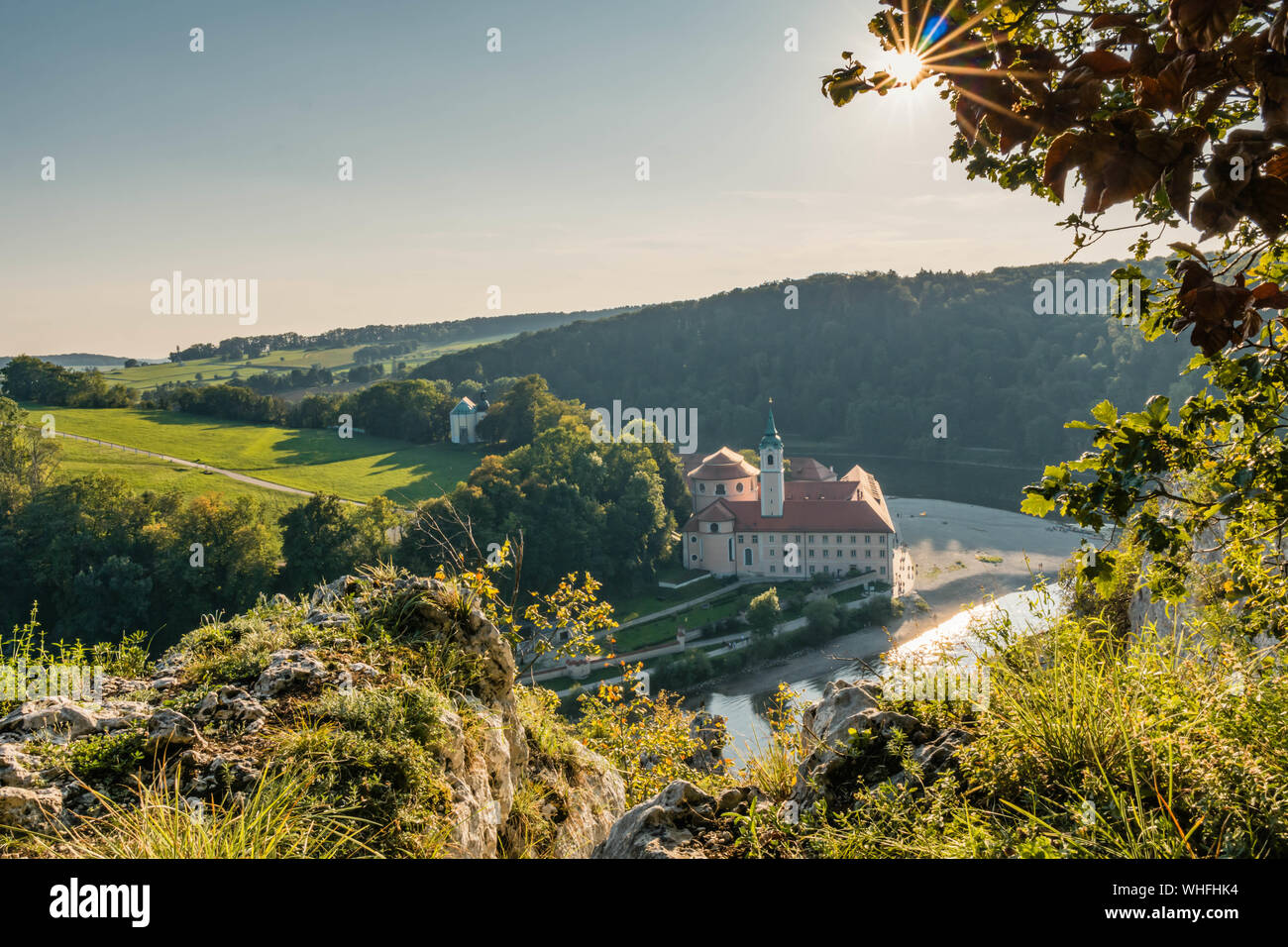 Aerial view on Weltenburg Abbey. This landmark is a Benedictine ...
