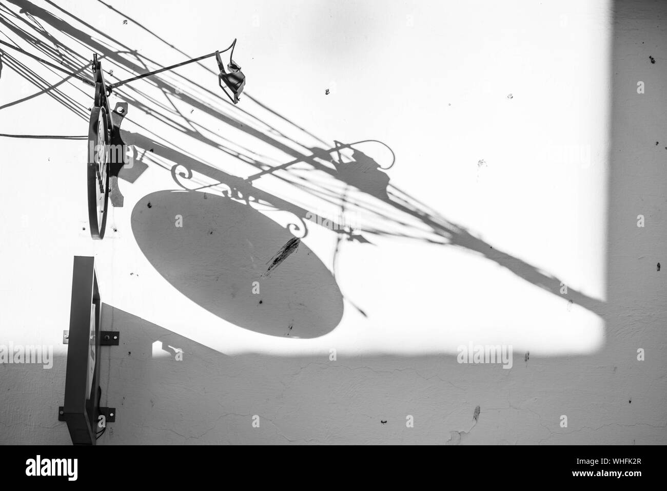 Signs on building Black and White Stock Photos & Images - Alamy