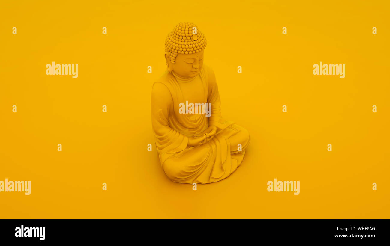 Yellow Buddha statue. Minimal idea concept. 3d illustration Stock Photo ...