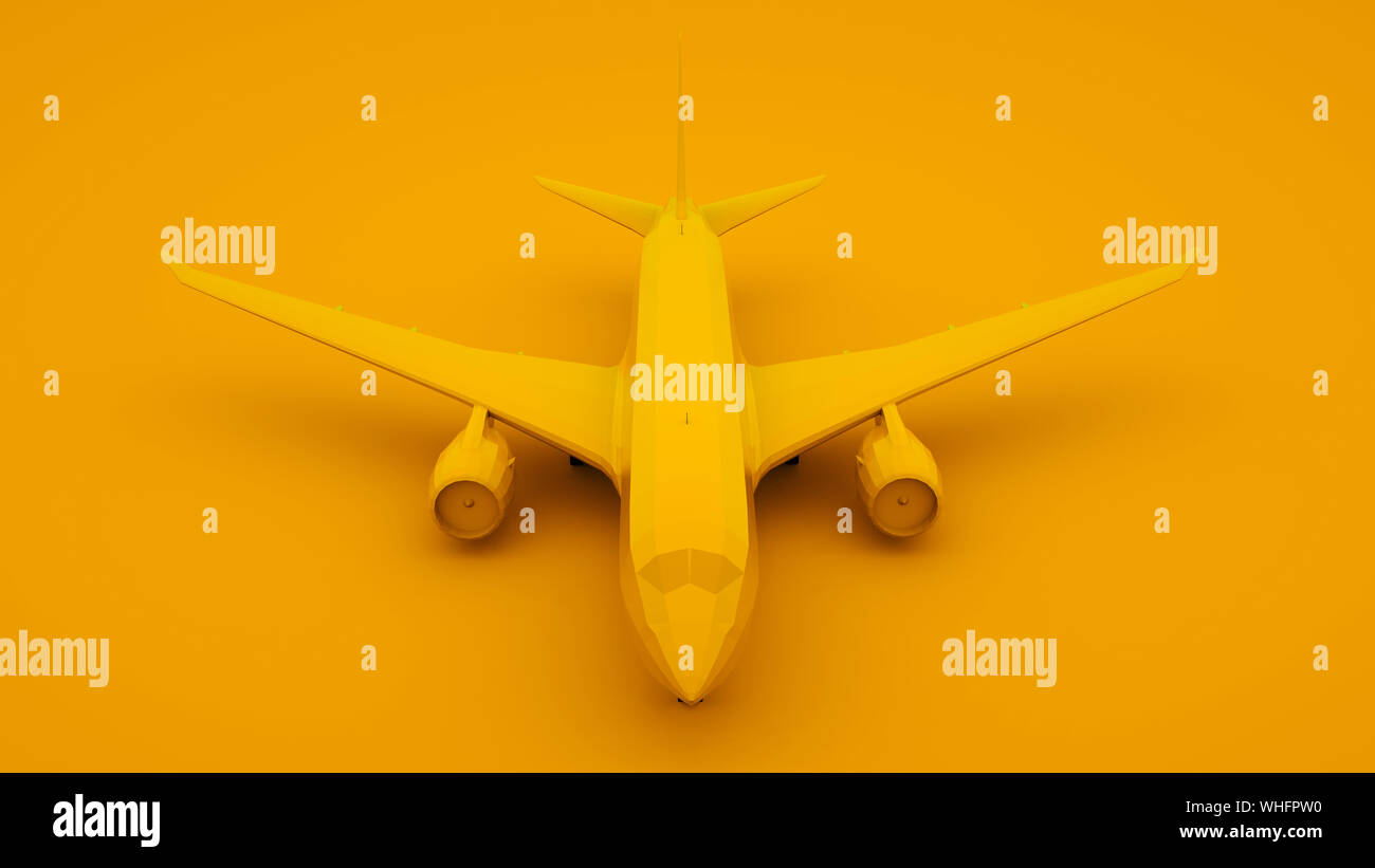 Plane, Yellow Background. Minimal idea concept. 3d illustration Stock ...