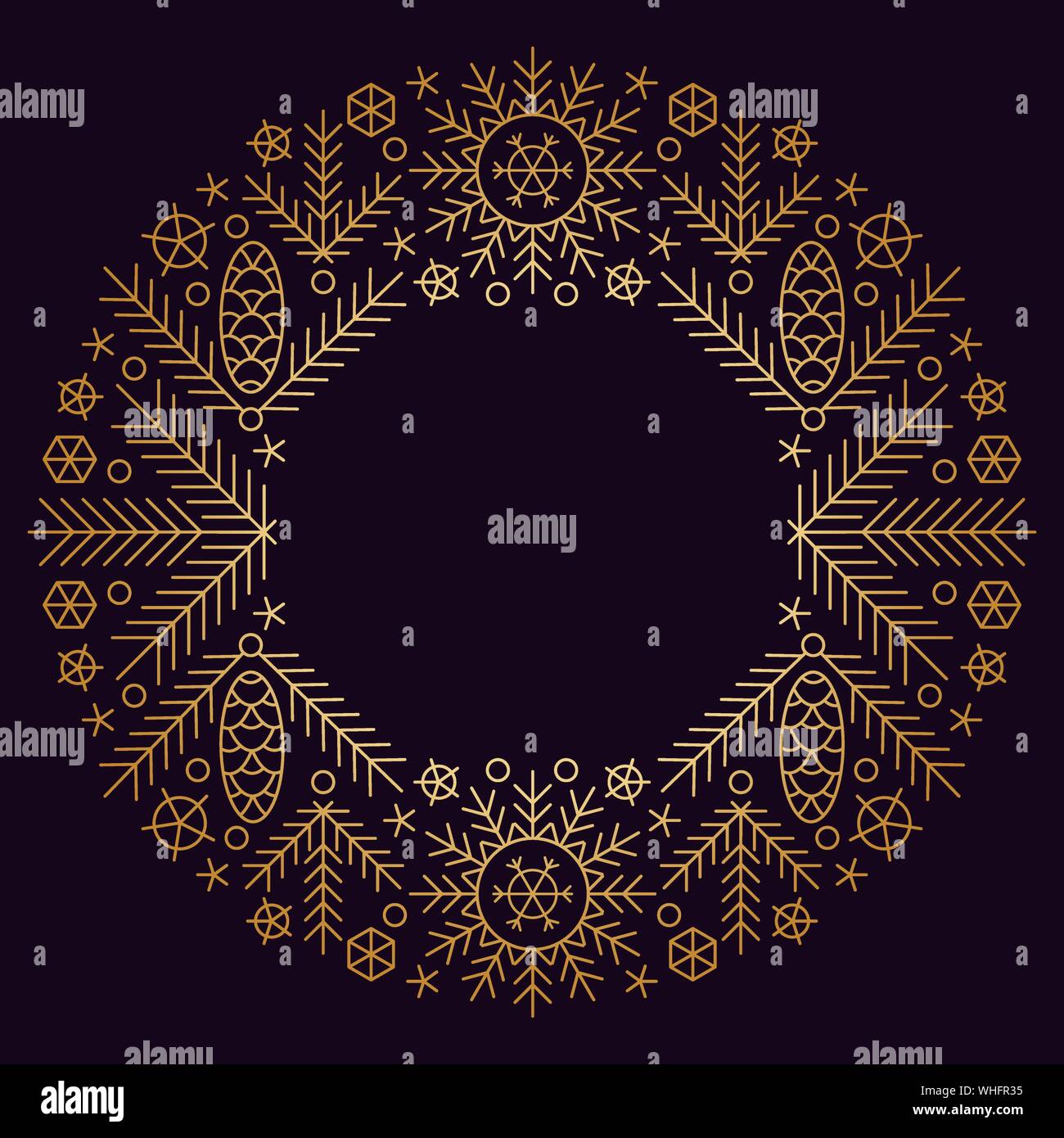 Minimalistic linear Christmas round ornament Stock Vector Image & Art ...