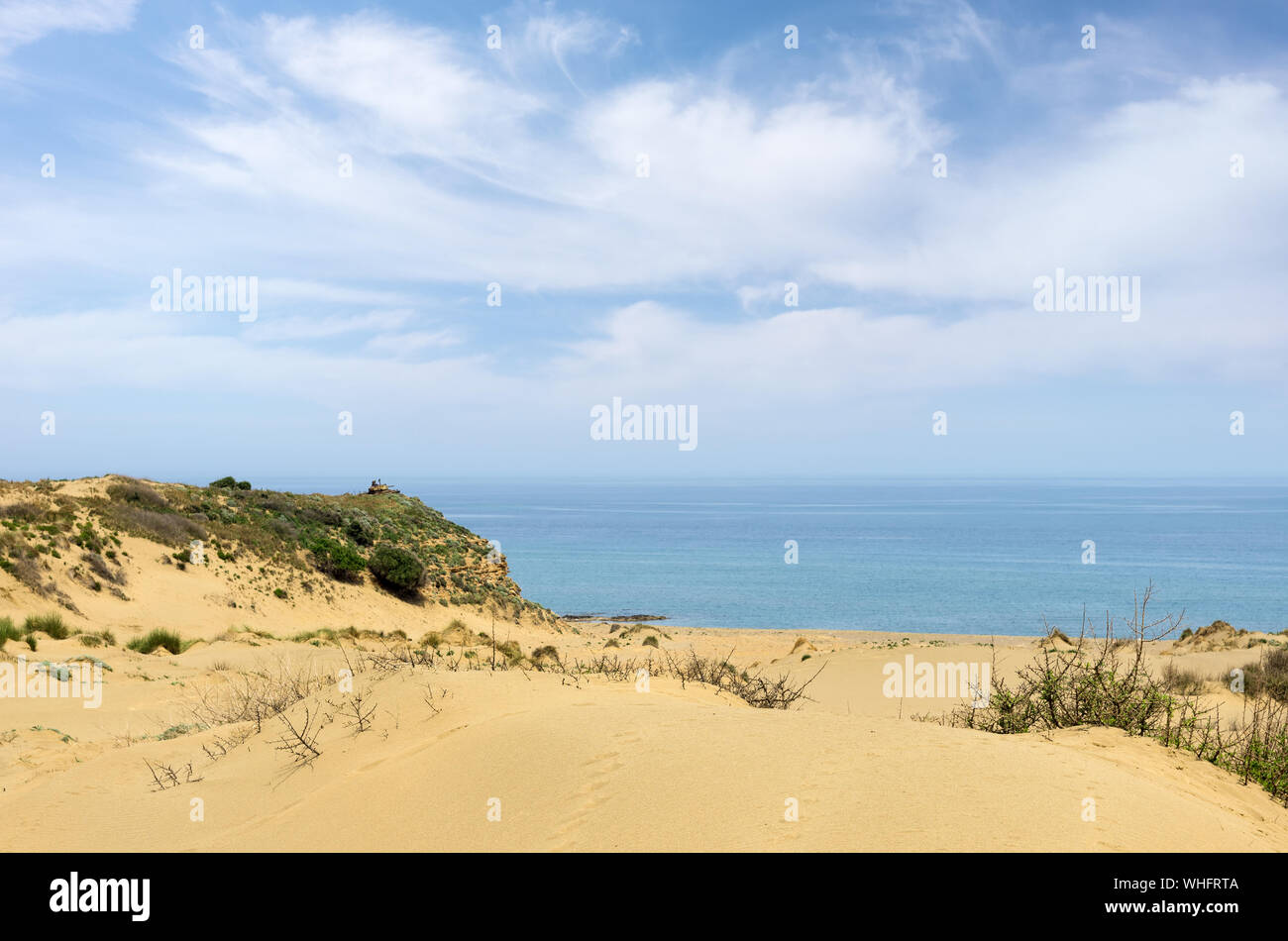 Amazing scenery by the sea in Lemnos island, Greece, with sand dunes ...