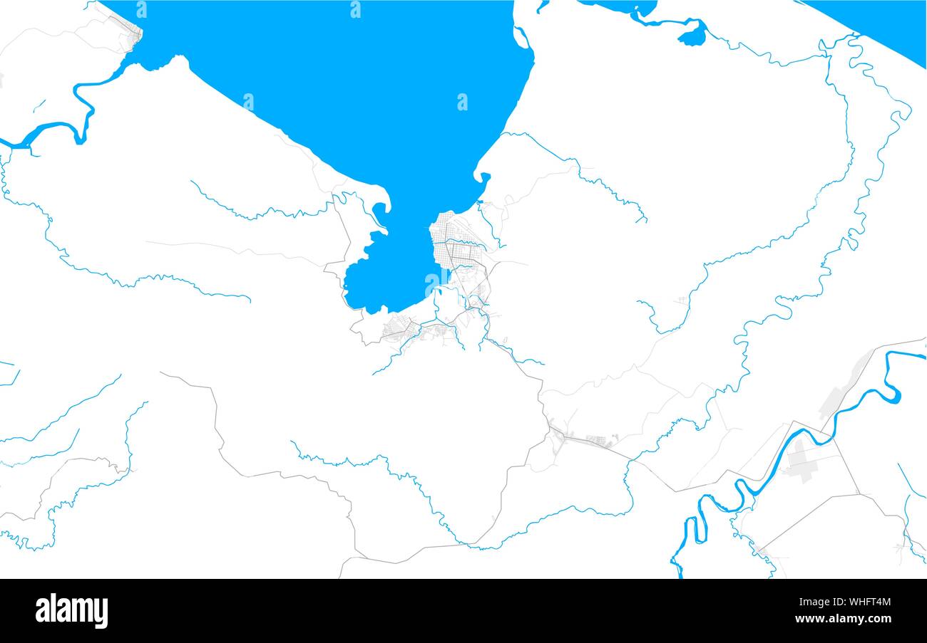 Rich detailed vector area map of Puerto Barrios, Izabal, Guatemala. Map ...