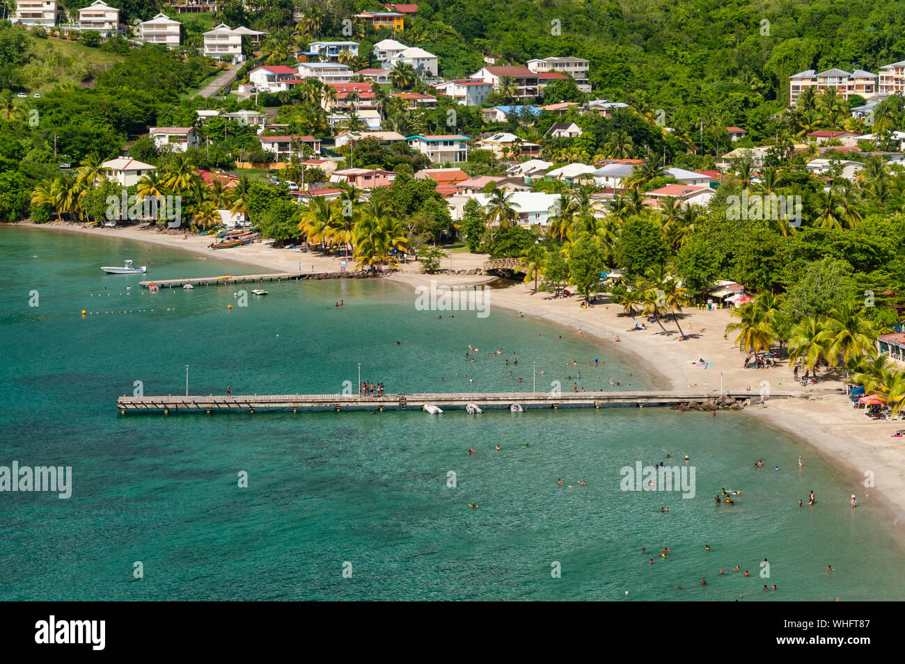 Anse-à-l'Âne, Martinique, FR: 22 August 2019: Top view of Anse-à-l'Âne ...