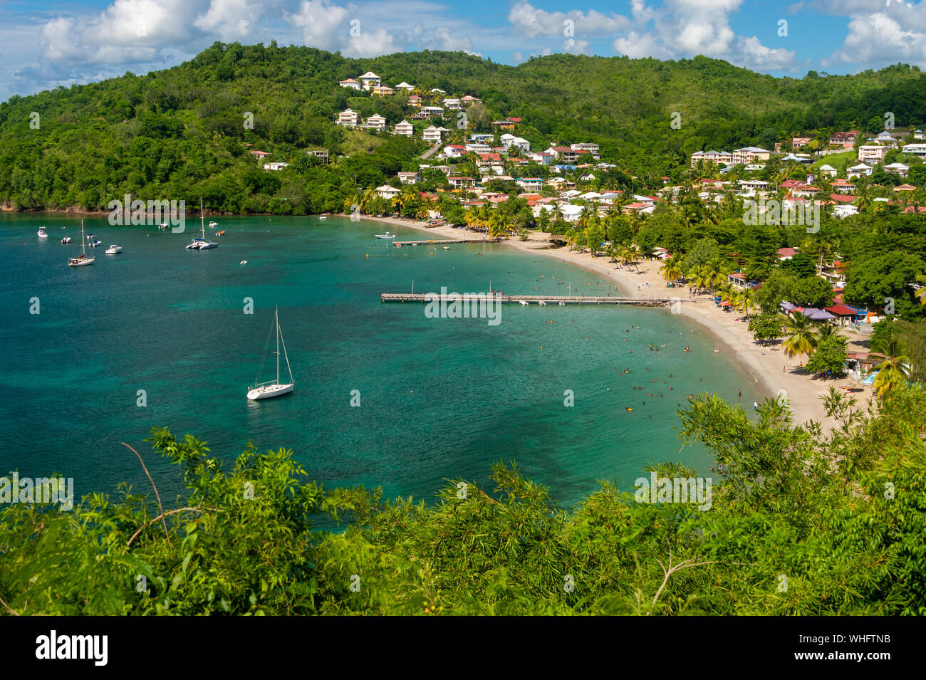 Anse-à-l'Âne, Martinique, FR: 22 August 2019: Top view of Anse-à-l'Âne ...