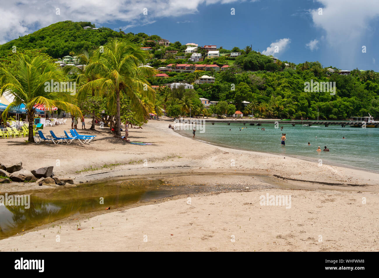 Anse-à-l'Âne, Martinique, FR: 22 August 2019: People enjoying a warm ...