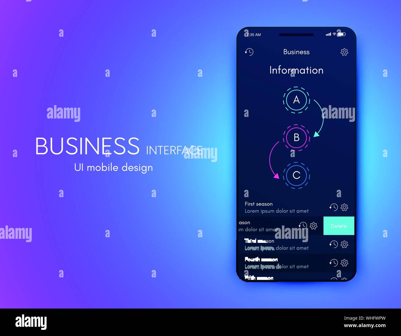Mobile Application Interface Ui Design Vector Illustration Stock