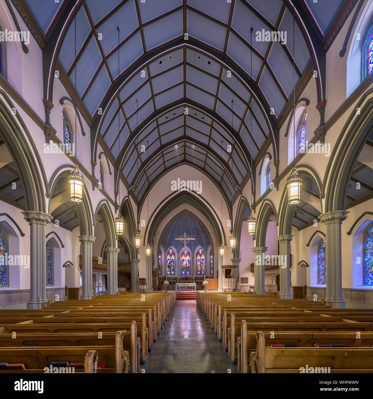 Interior of the historic Trinity Cathedral on Sixth Avenue in ...