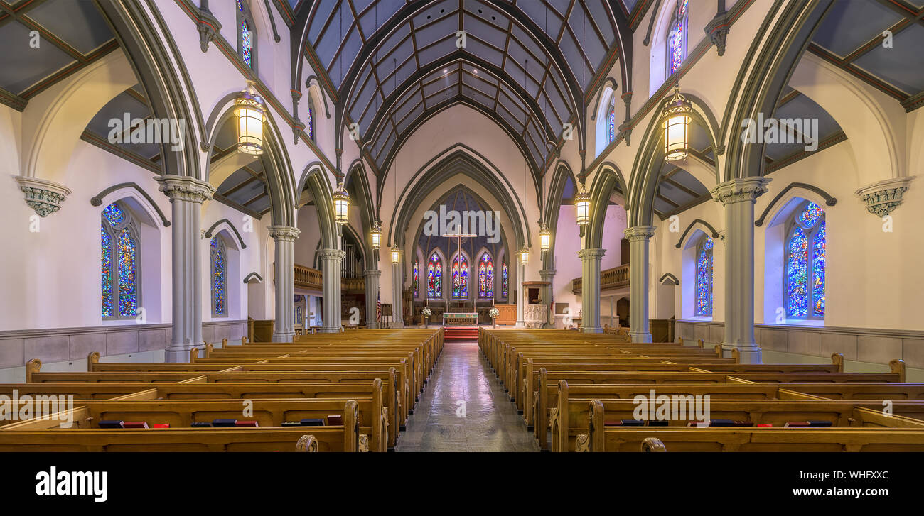 Interior of the historic Trinity Cathedral on Sixth Avenue in ...