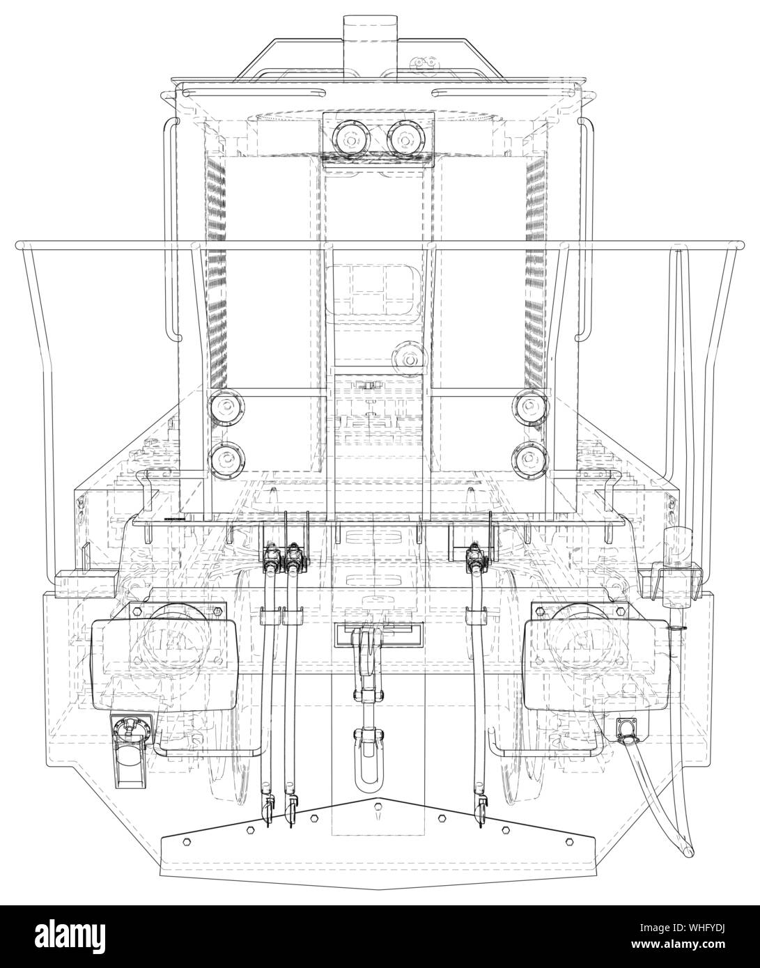 Train. Technical wire-frame. Vector rendering of 3d Stock Vector Image ...