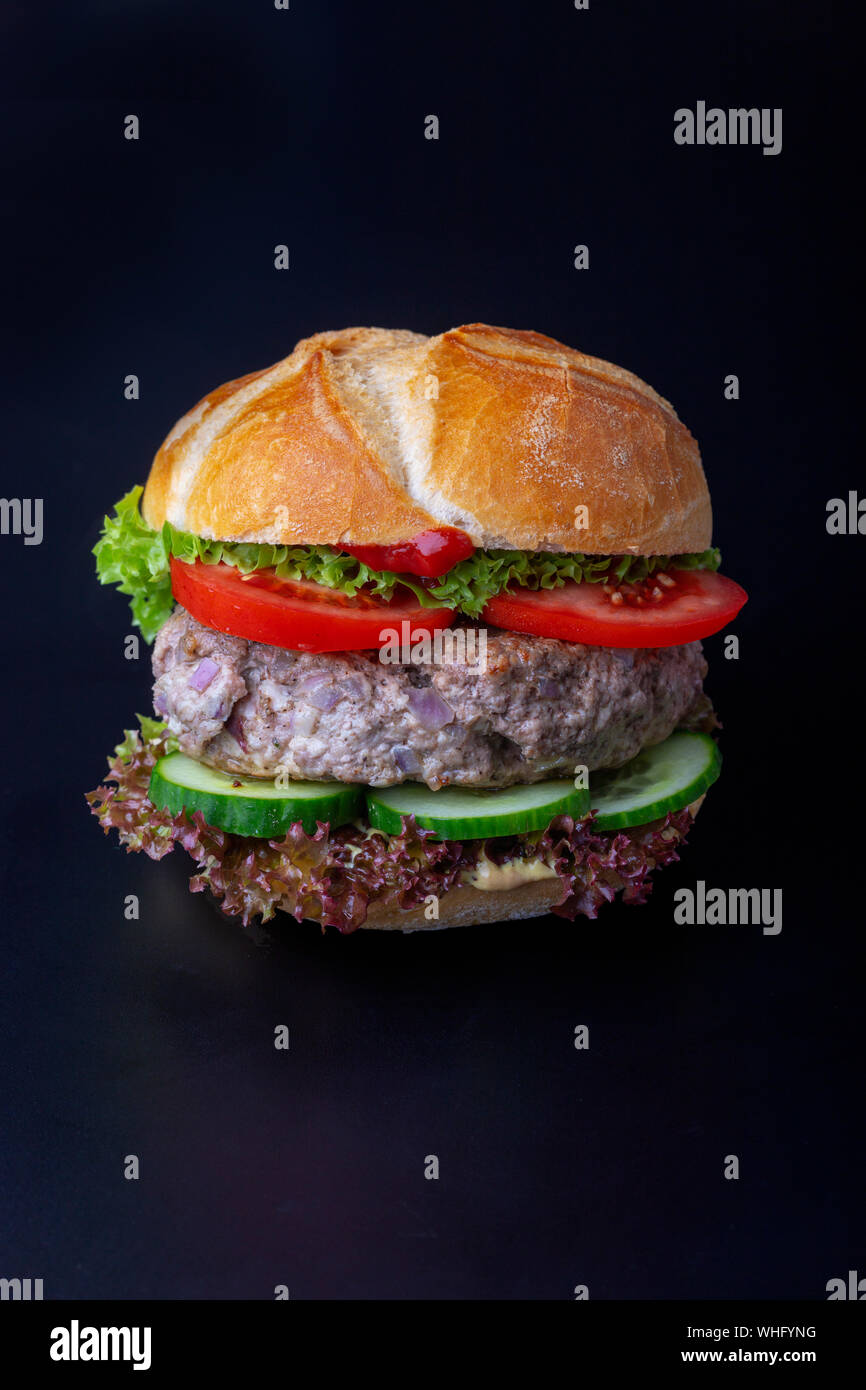bavarian burger in a typical bun Stock Photo - Alamy