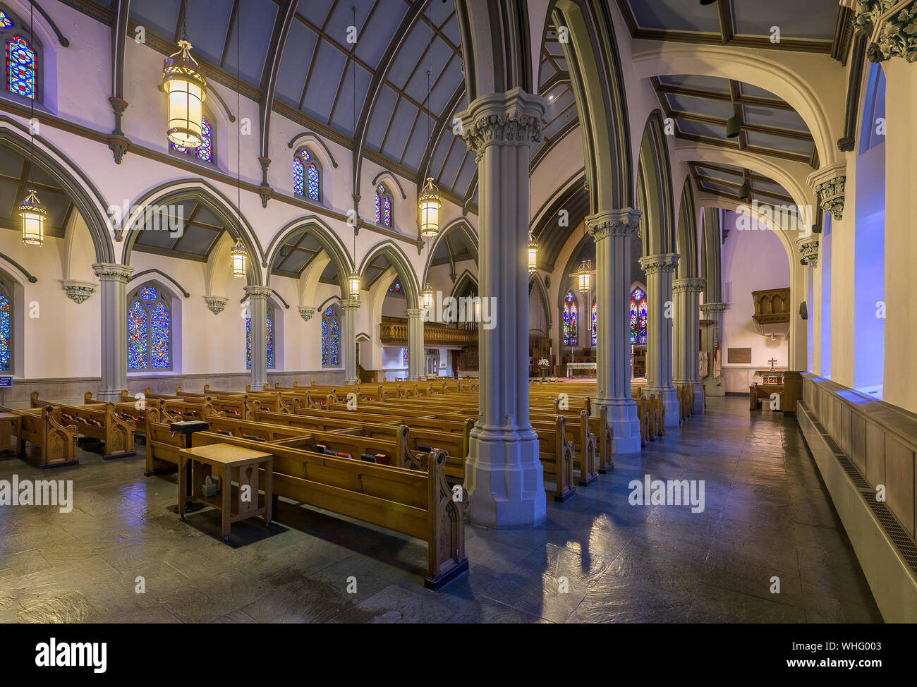 Interior of the historic Trinity Cathedral on Sixth Avenue in ...