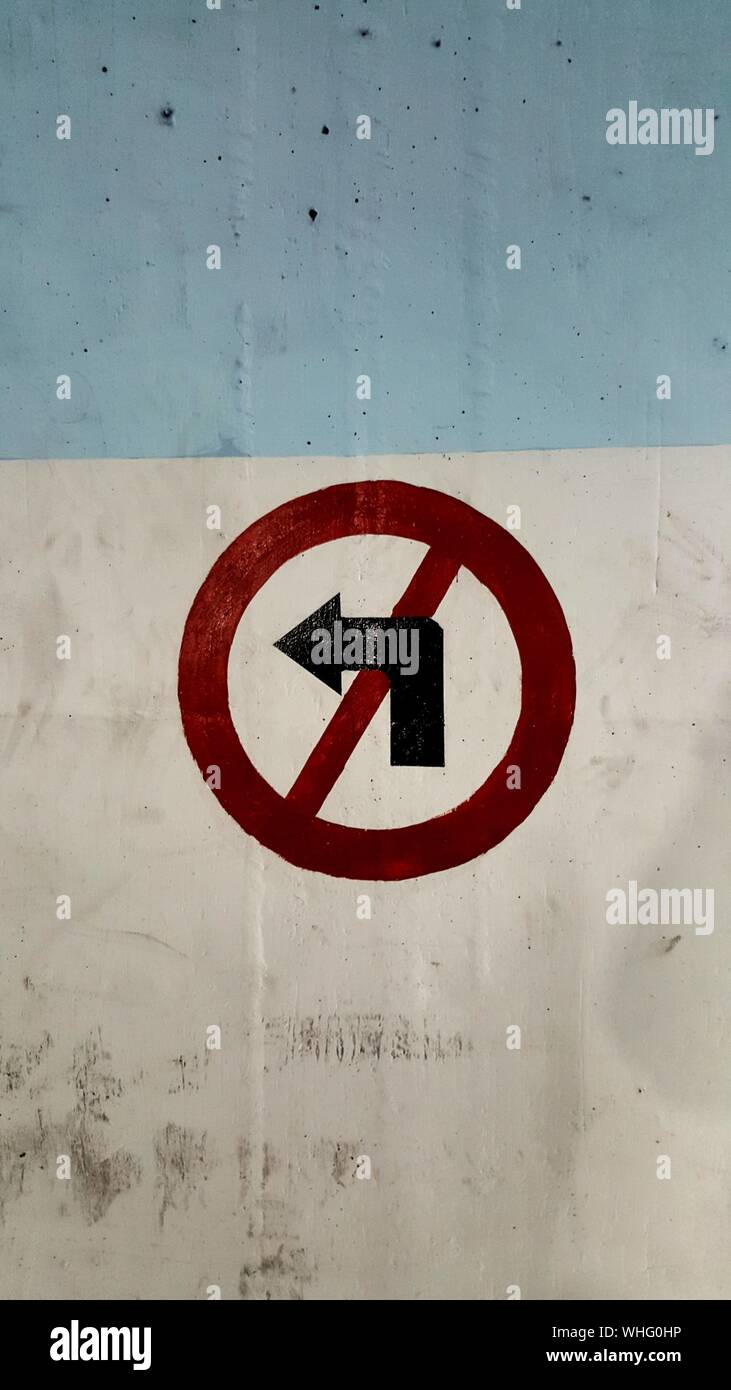 No left turn sign hi-res stock photography and images - Alamy