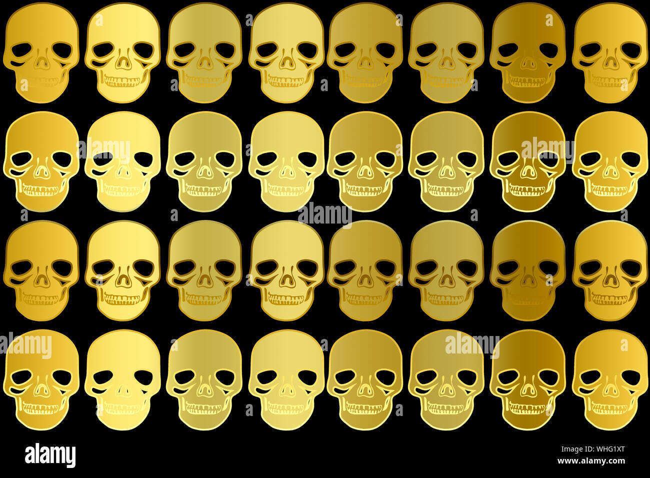 Day Of The Dead skull illustration. Halloween pattern. Gold metallic ...
