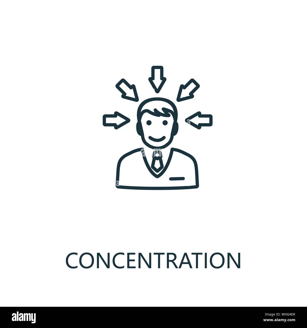 Concentration outline icon. Thin line concept element from productivity ... Concentration outline icon. Thin line concept element from productivity ...
