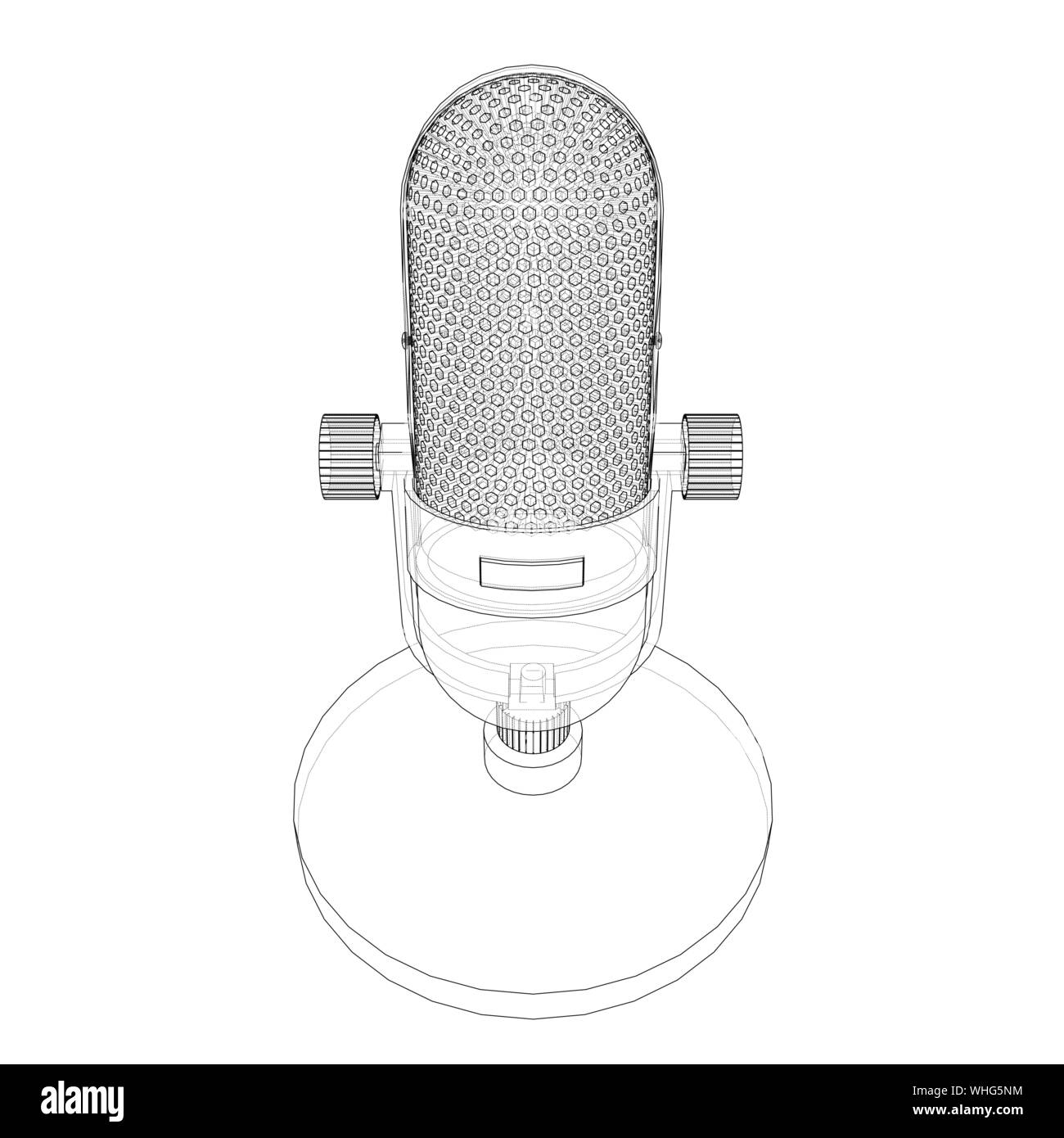 Outline vintage microphone vector. Wire-frame style. The layers of ...