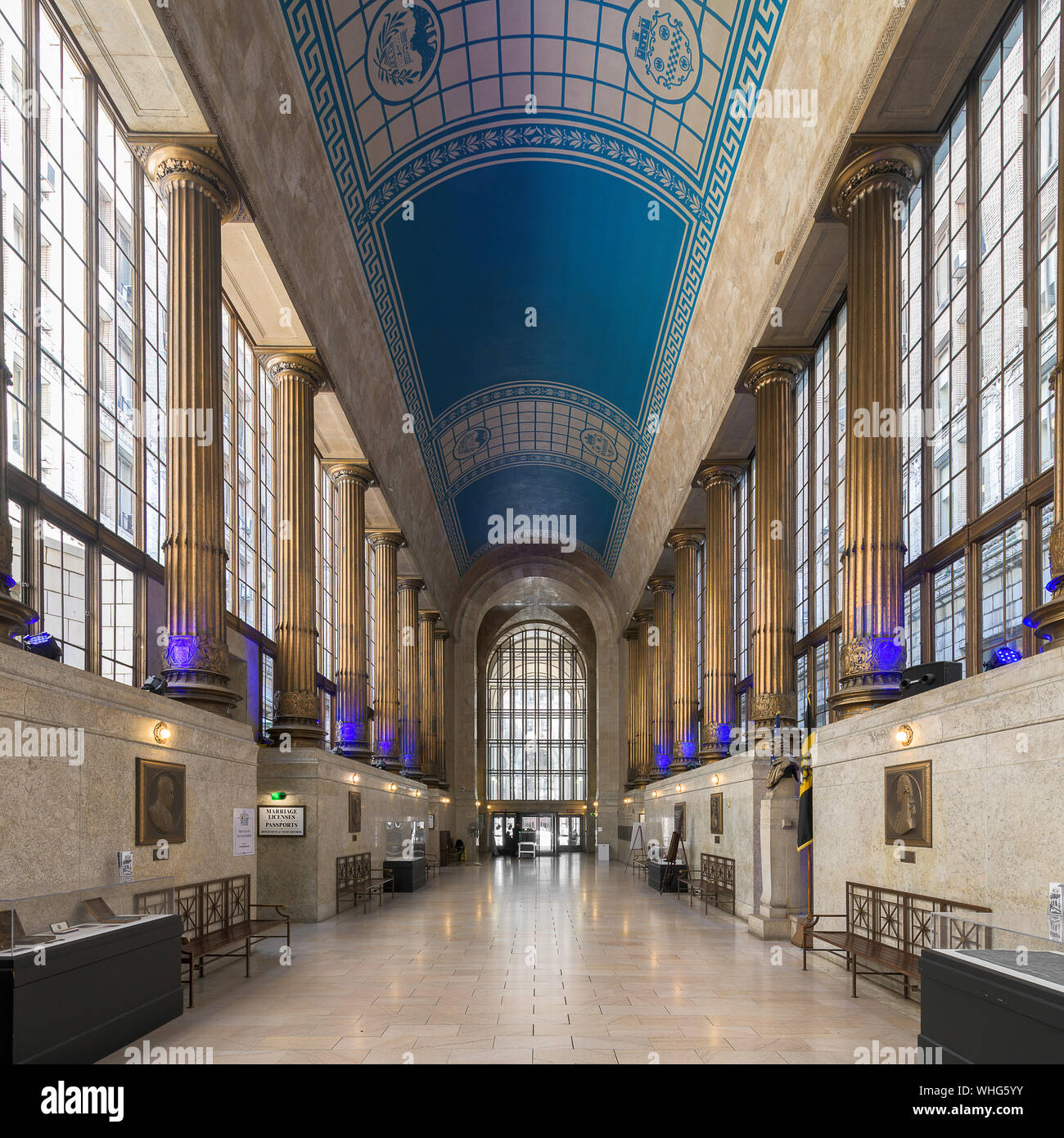 Lobby of the historic Pittsburgh City-County Building on Grant Street ...