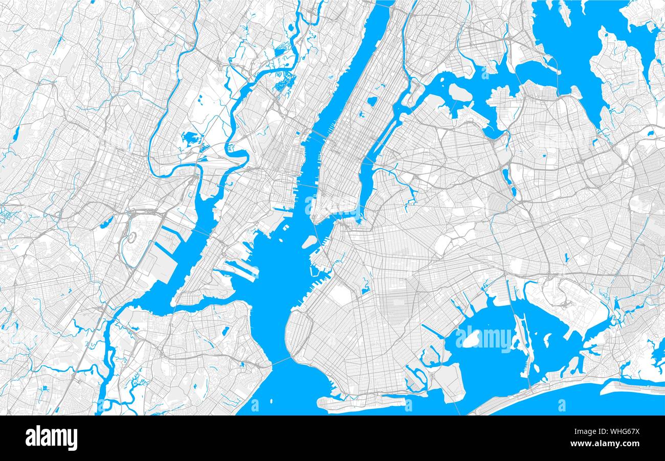 Rich detailed vector area map of New York City, New York, U.S.A.. Map ...