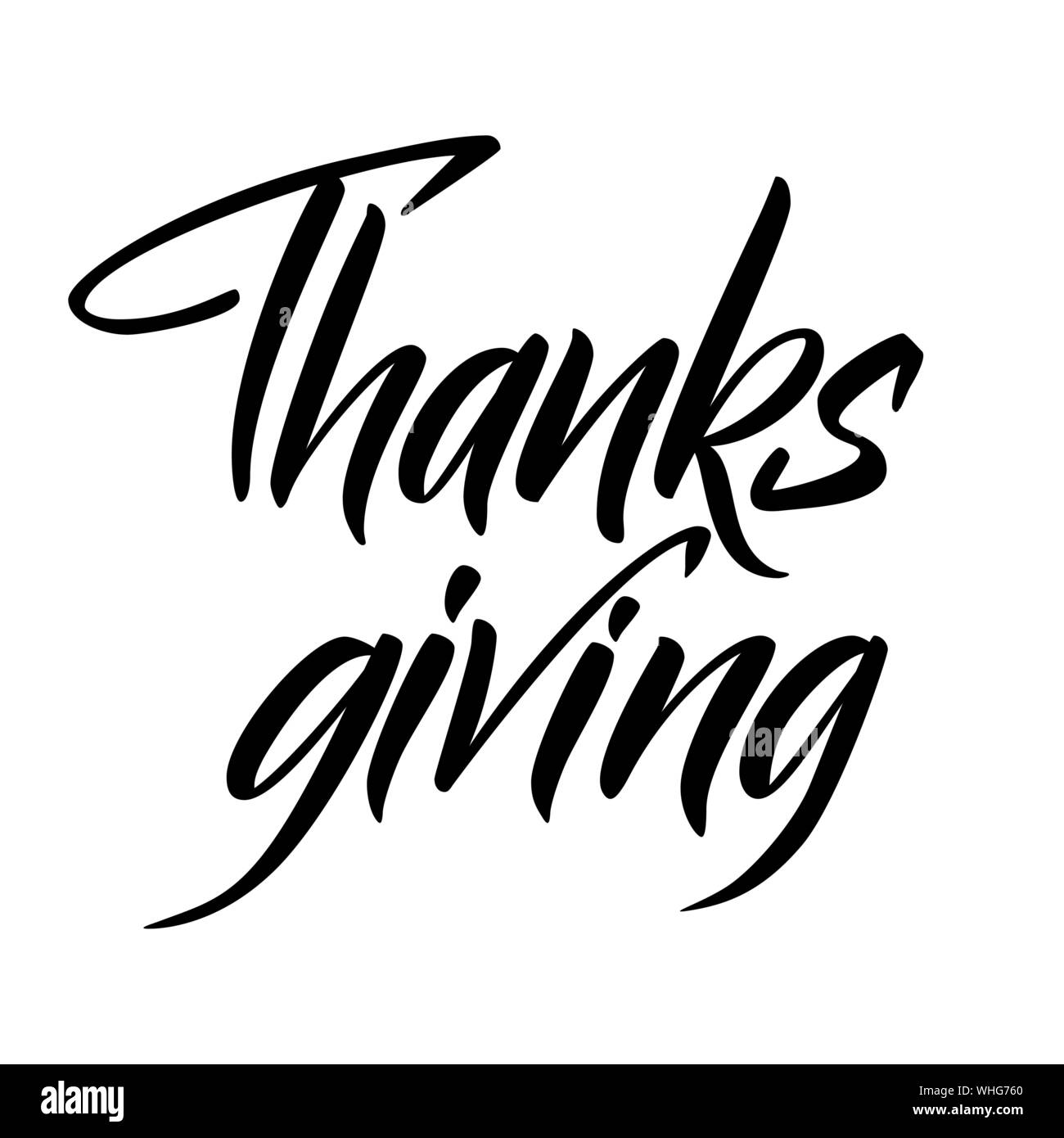 Brush calligraphy Thanksgiving Stock Vector Image & Art - Alamy